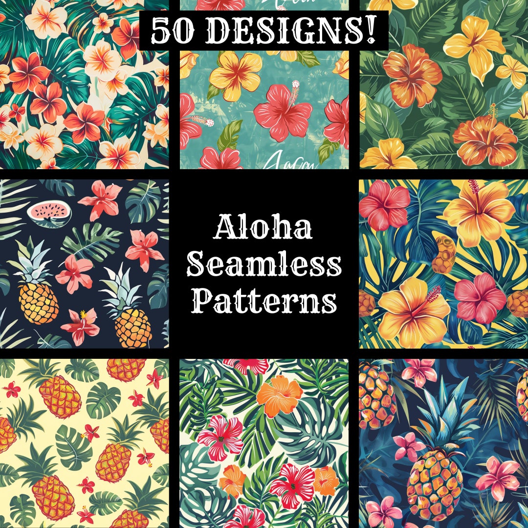 Aloha Seamless Digital Paper, Aloha Printable Scrapbook Paper Seamless ...