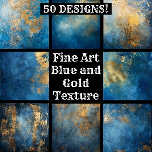 Fine Art Blue and Gold Texture Paper, Fine Art Gold and Blue Printable ...