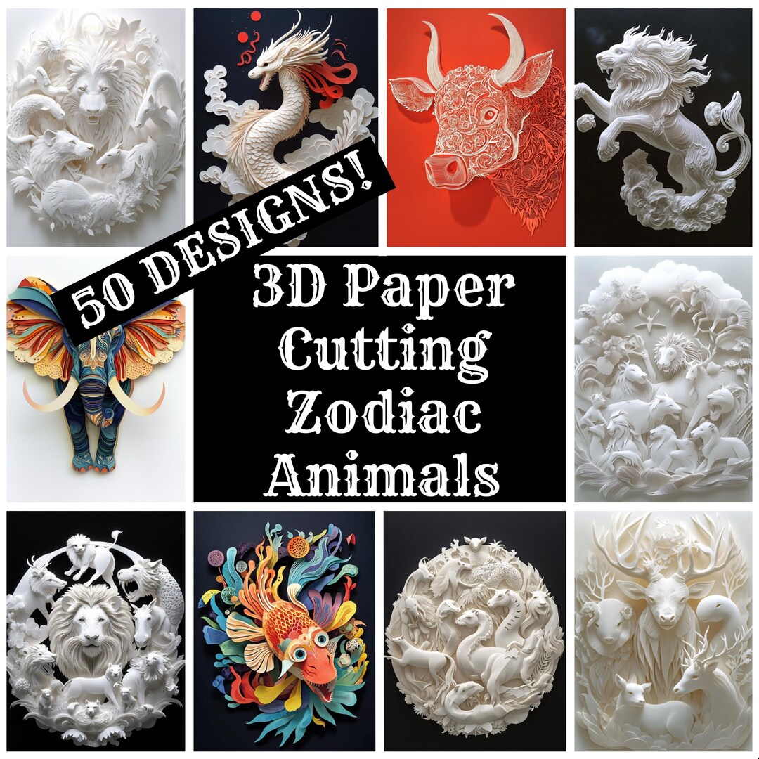 3D Paper Cutting Zodiac Animals Journal Paper, 3D Paper Cutting Zodiac ...