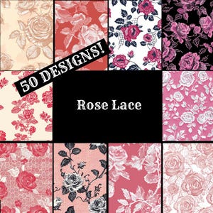 Rose Lace Seamless Digital Paper, Rose Lace Printable Scrapbook Paper ...