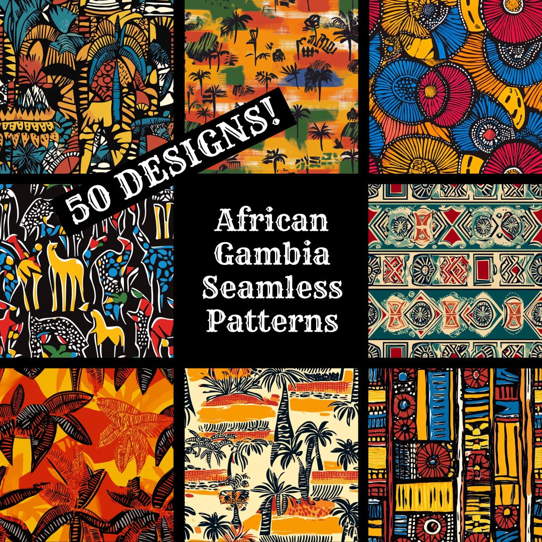 African Gambia Seamless Digital Paper, African Gambia Printable ...