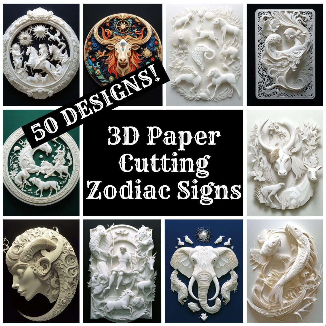 3D Paper Cutting Zodiac Signs Journal Paper, 3D Paper Cutting Zodiac ...