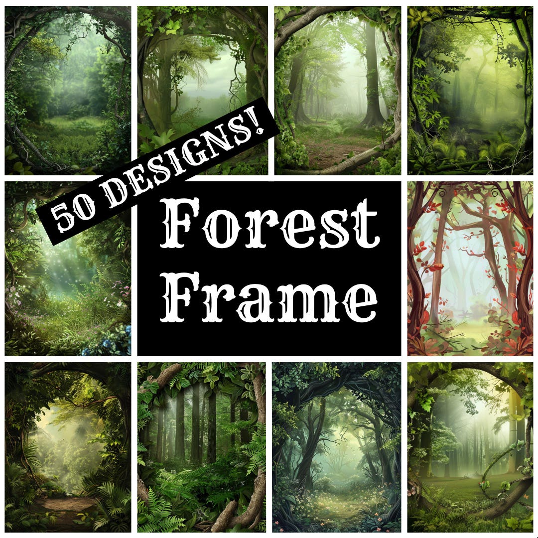 Forest Frame Journal Paper, Forest Frame Printable Paper, Vintage ...