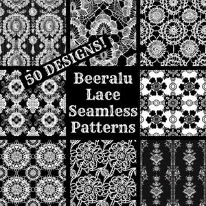 Beeralu Lace Seamless Patterns: 50 PNG Digital Papers (digital Download ...