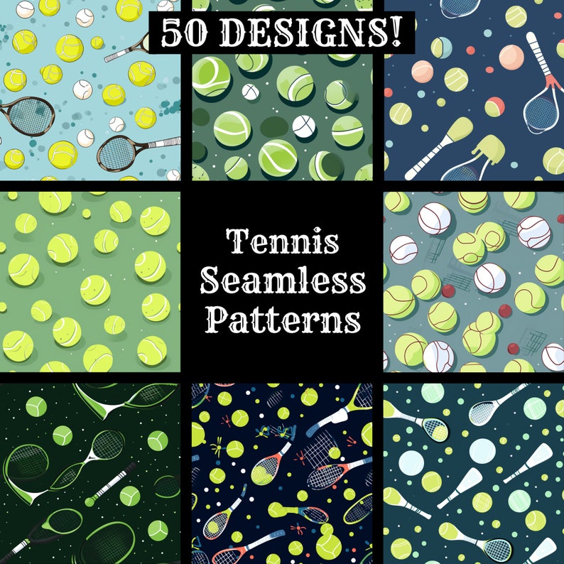 Tennis Seamless Pattern: Scrapbook Paper Textures (digital Download) - Etsy