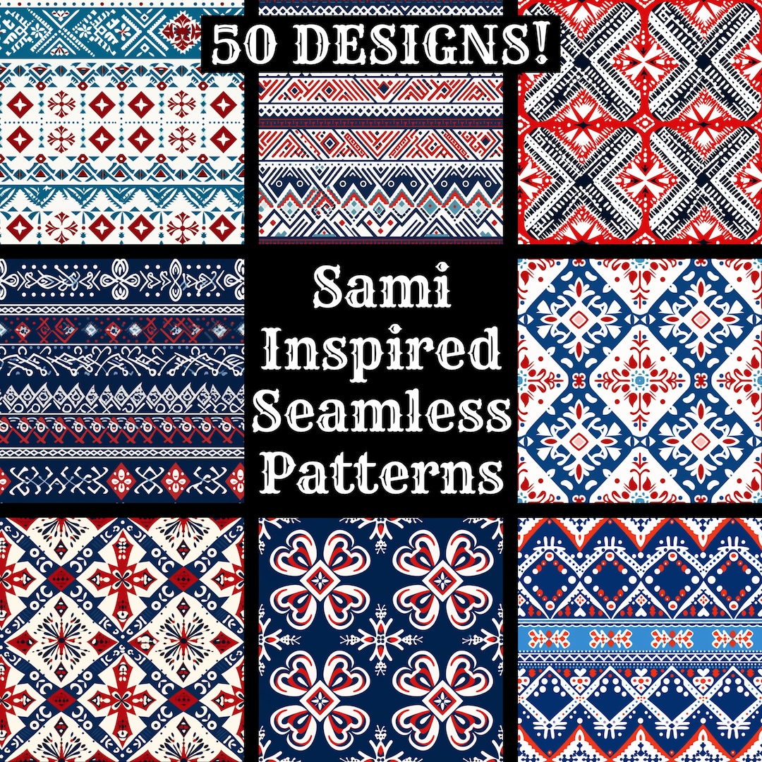 Sami Inspired Seamless Digital Paper, Printable Scrapbook Paper Seamless Textures, Instant ...