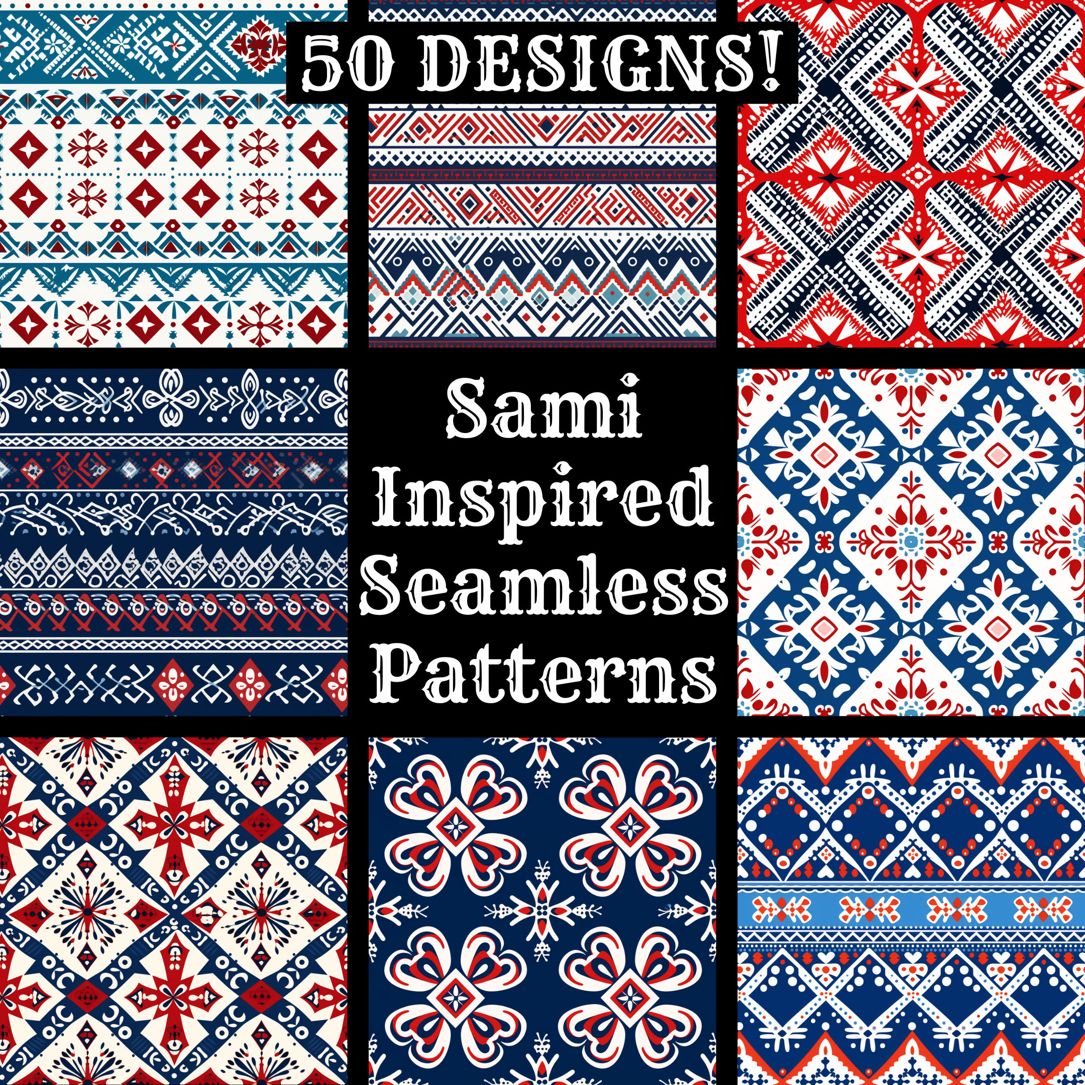 Sami Inspired Seamless Digital Paper, Printable Scrapbook Paper ...