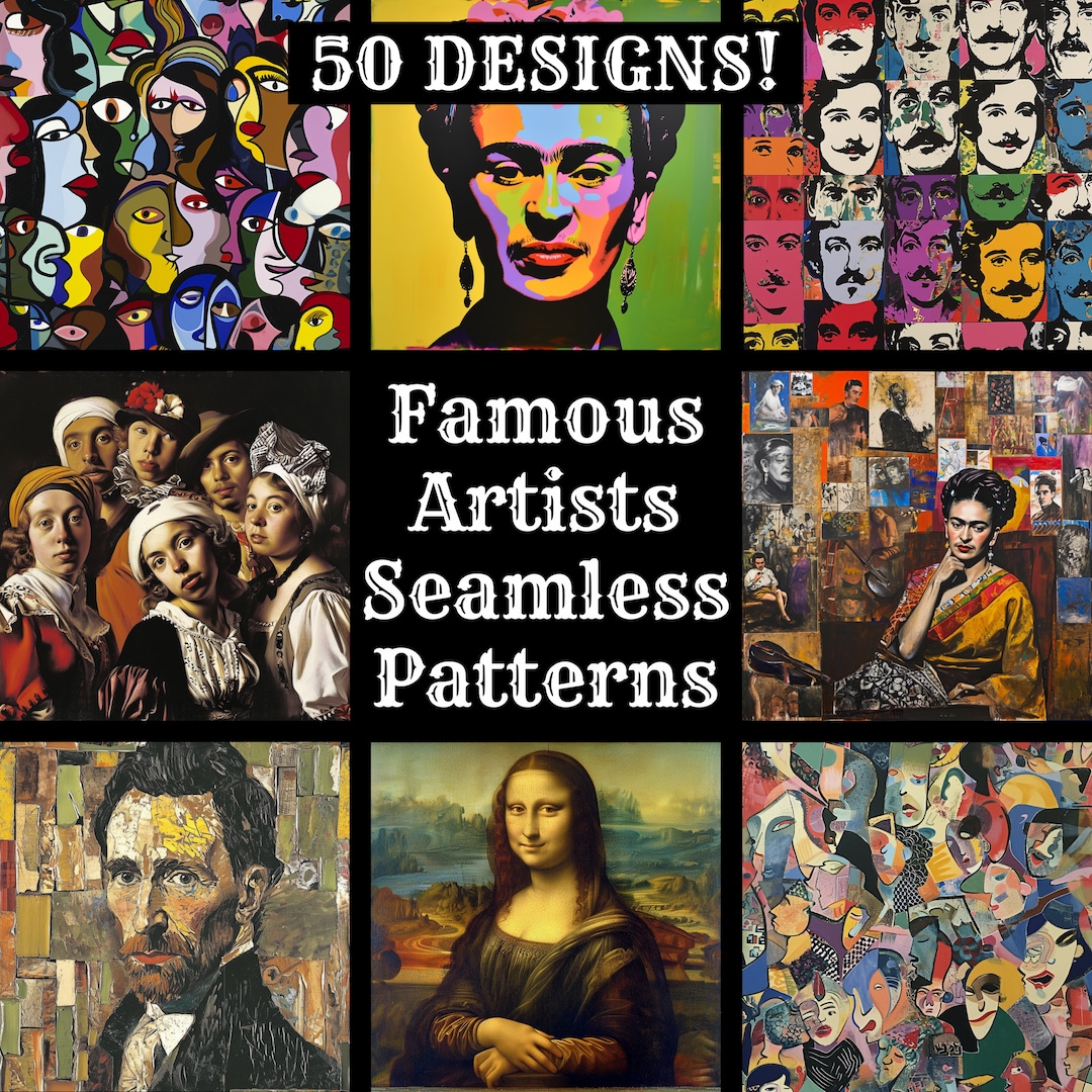 Famous Artists Seamless Digital Paper, Printable Scrapbook Paper ...