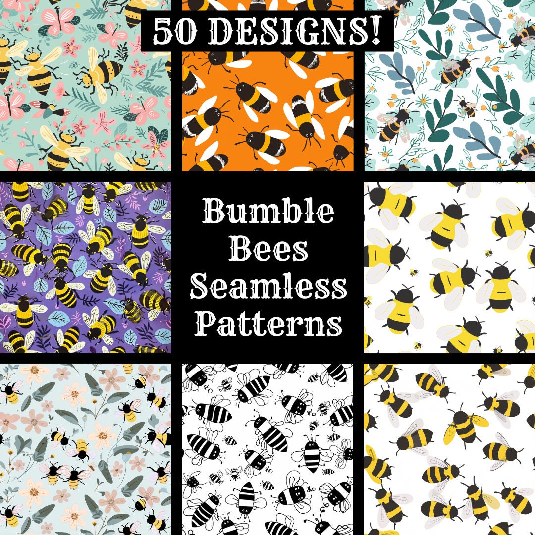 Bumble Bees Seamless Digital Paper, Bumble Bees Printable Scrapbook ...
