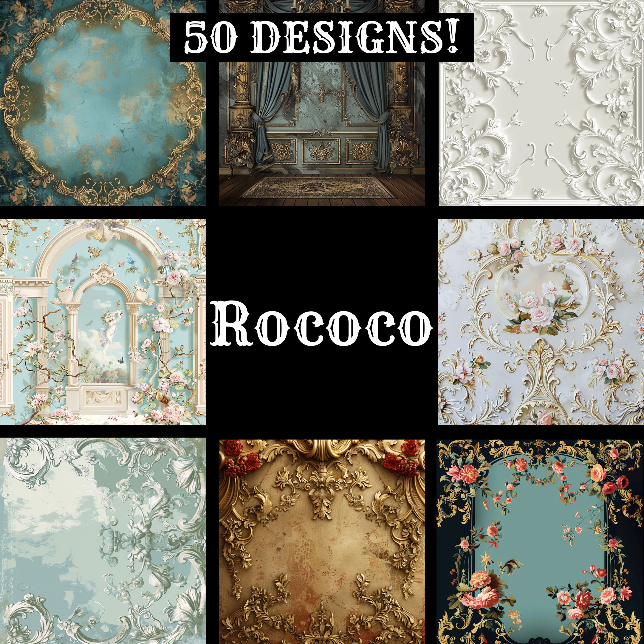 Rococo Paper, Rococo Printable Paper, Vintage Rococo, Rococo Journal ...