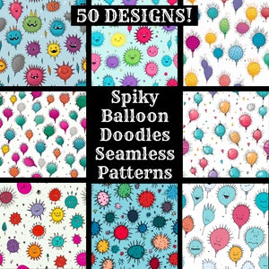 Spiky Balloon Doodles Seamless Pattern: Scrapbook Paper (digital ...