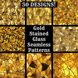 Gold Stained Glass Seamless Digital Paper, Printable Scrapbook Paper ...