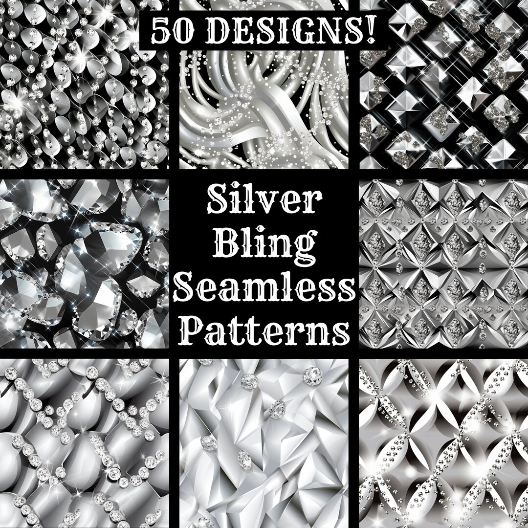 Silver Bling Seamless Digital Paper, Printable Scrapbook Paper Seamless ...