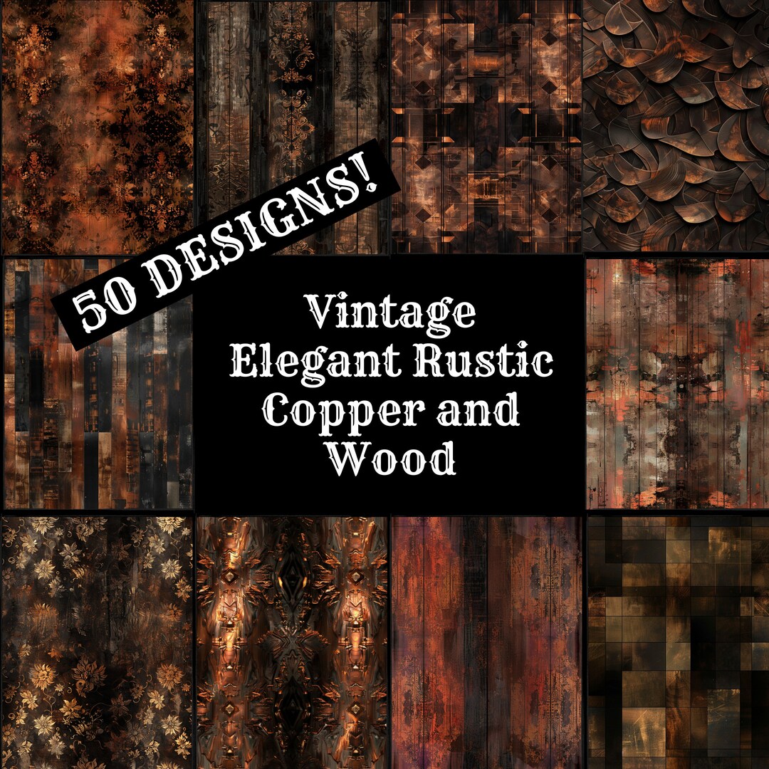 Rustic Copper Wood Digital Paper: Vintage Seamless Textures (digital ...