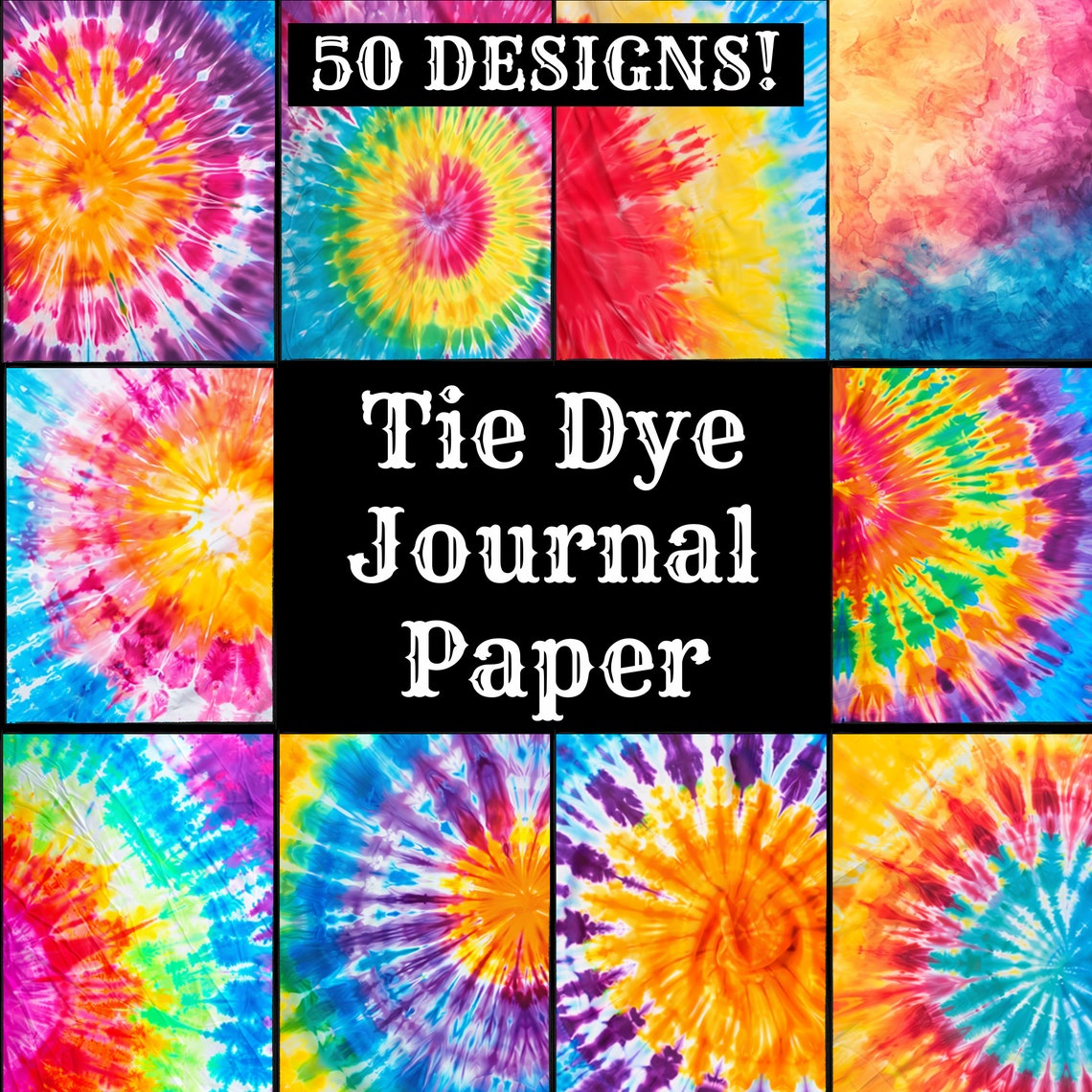 Tie Dye Journal Paper, Tie Dye Printable Paper, Vintage Tie Dye, Tie ...
