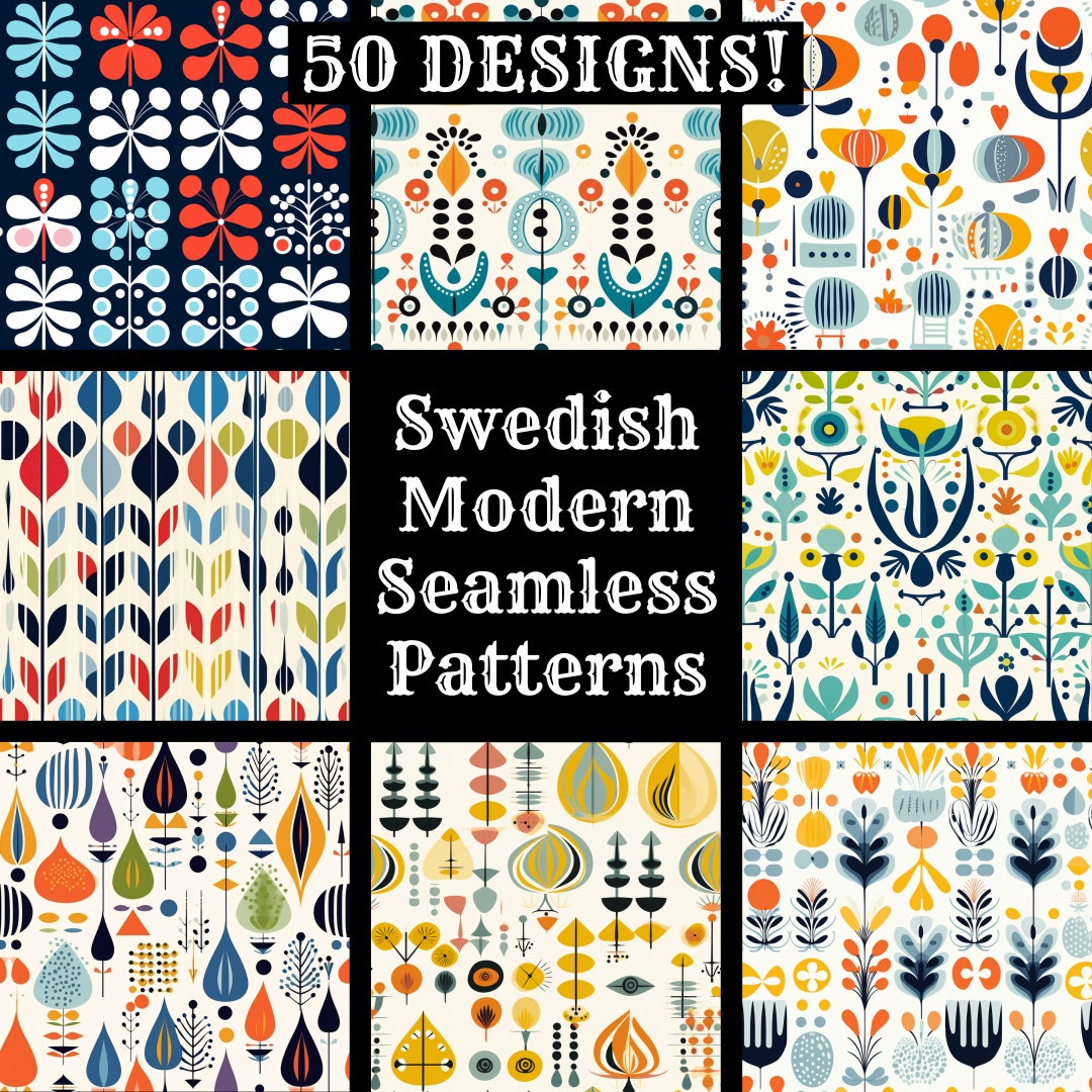 Swedish Modern Seamless Digital Paper, Printable Scrapbook Paper ...