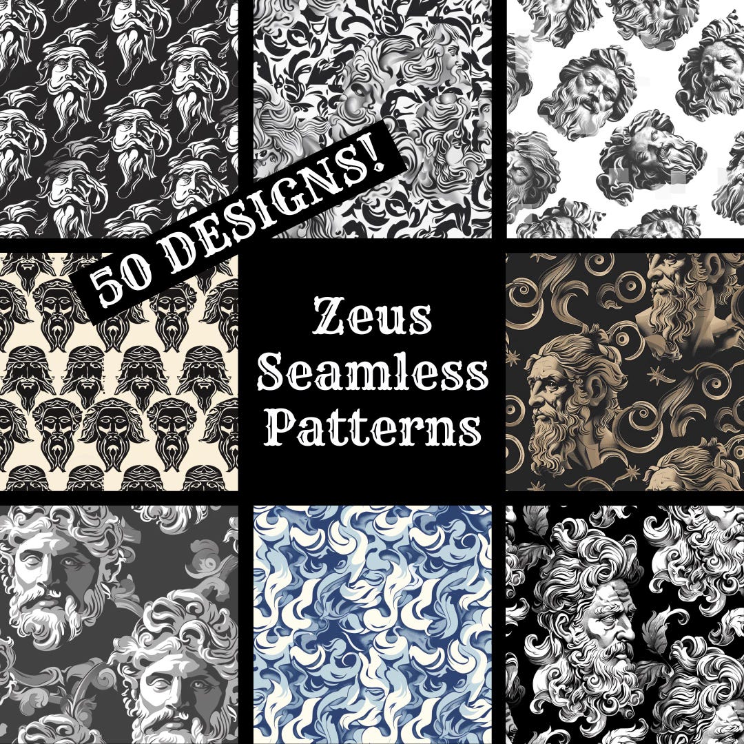 Zeus Seamless Pattern: Printable Scrapbook Paper Textures (digital ...