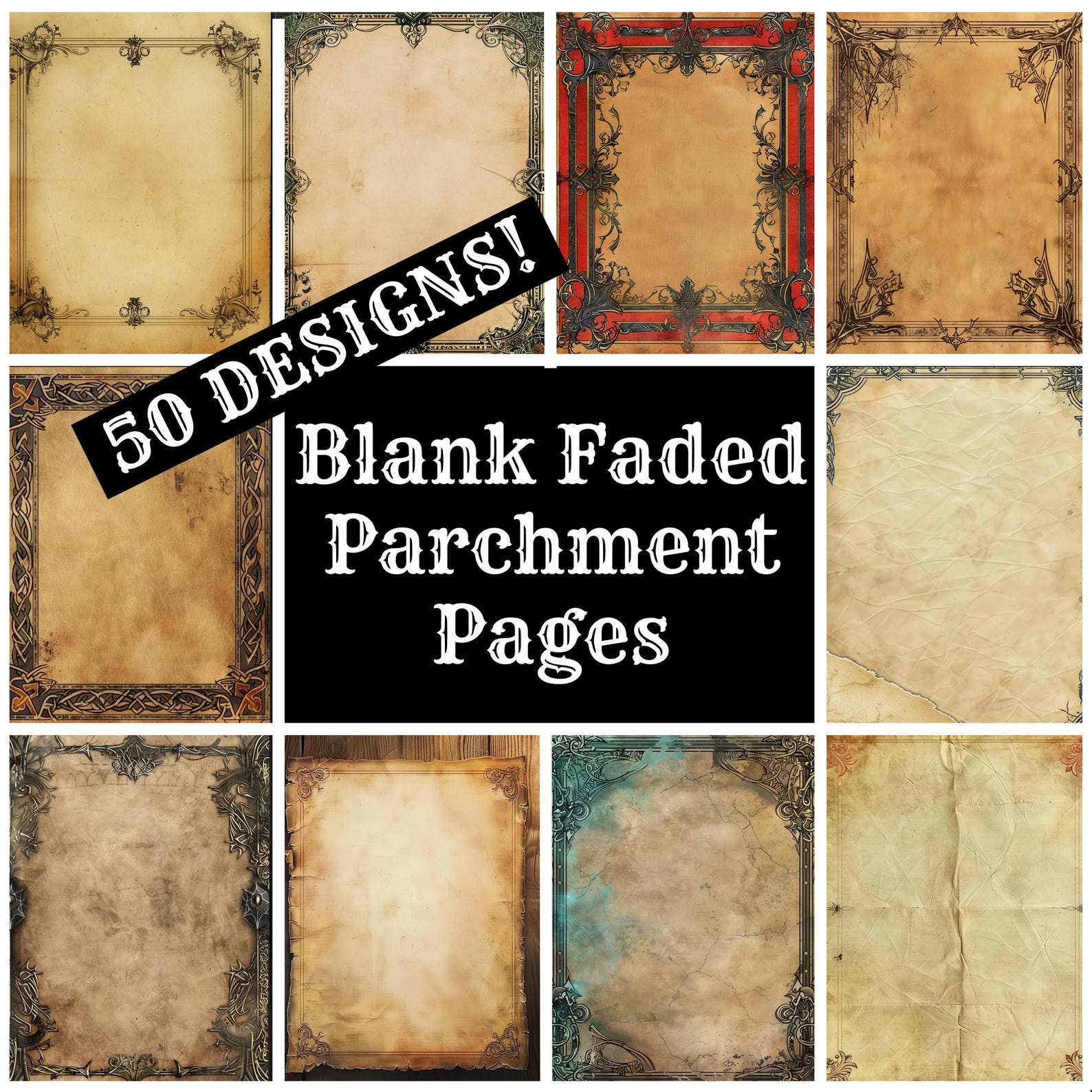 Faded Parchment Journal Paper: Vintage Scrapbook Pages (digital ...