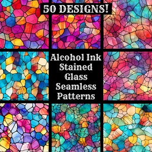 Alcohol Ink Stained Glass Seamless Digital Paper, Printable Scrapbook ...