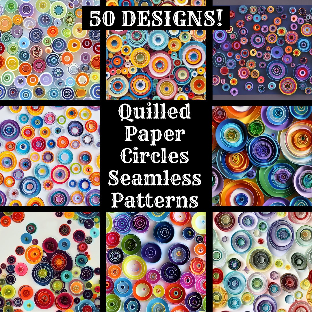 Quilled Paper Circles Seamless Digital Paper, Quilled Paper Circles ...