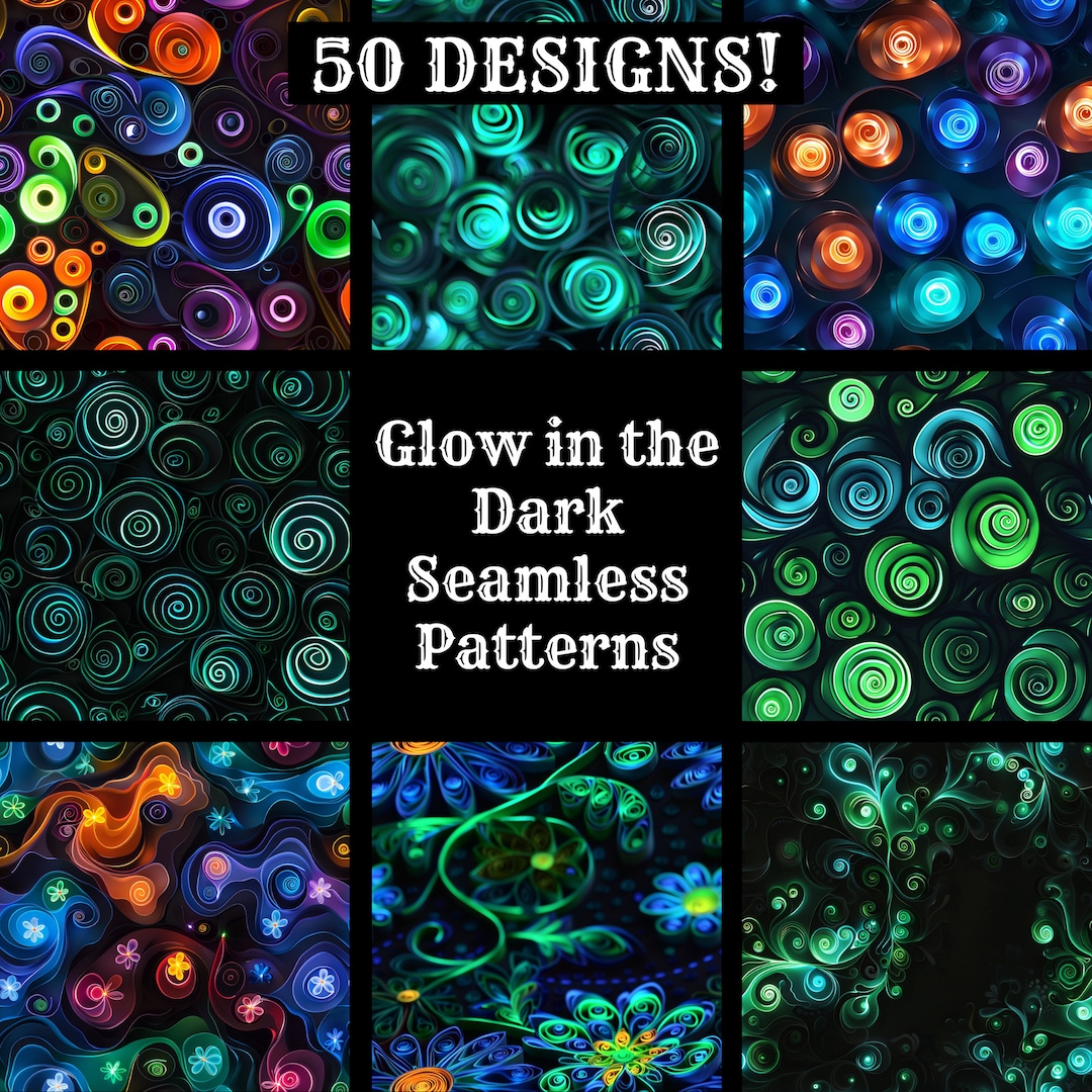 Glow in the Dark Quilled Paper Seamless Digital Paper, Printable ...