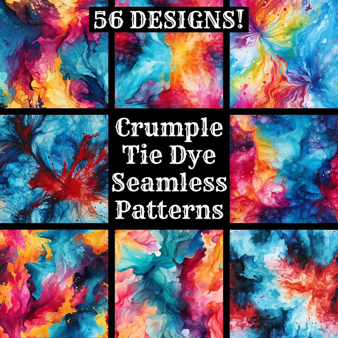 Crumple Tie Dye Seamless Pattern: 56 PNG Digital Papers (digital ...