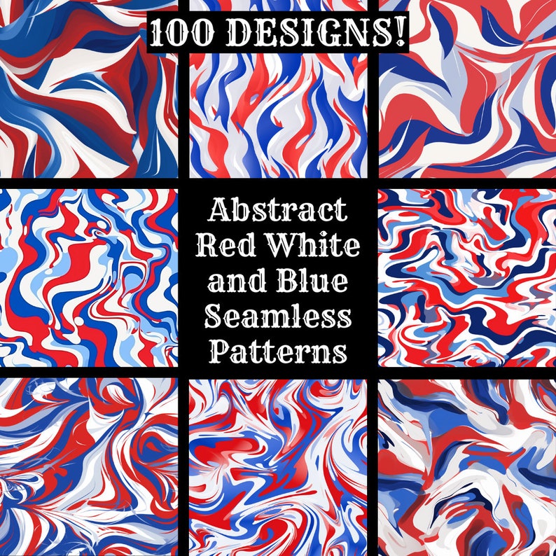 Abstract Red White and Blue Seamless Digital Paper, Printable Scrapbook ...