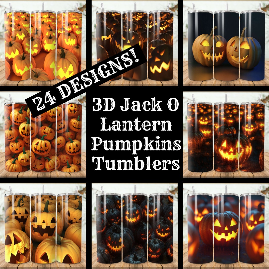 Jack O Lantern Tumbler Wrap Bundle: 3D Pumpkin Designs (digital ...