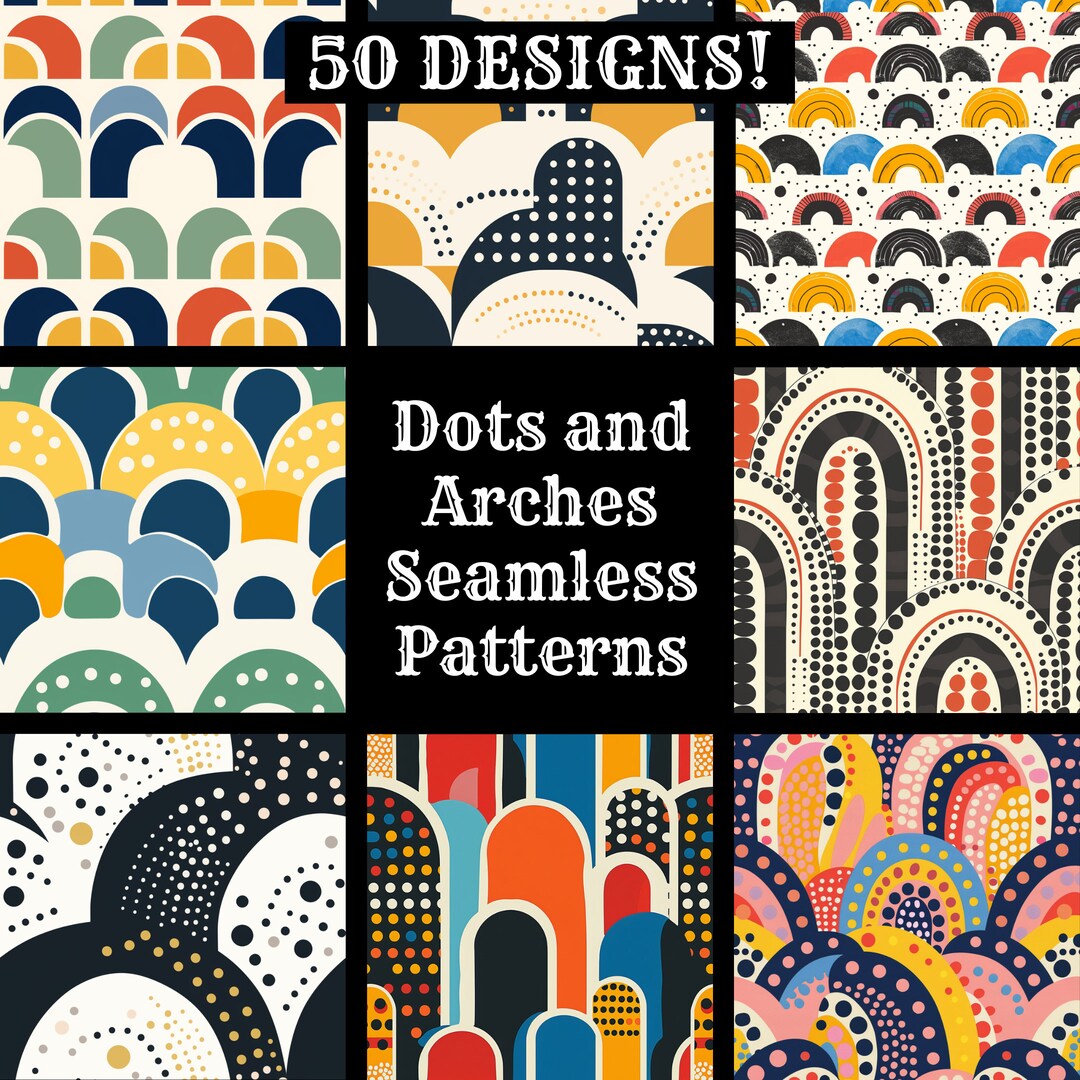 Dots and Arches Seamless Digital Paper, Dots and Arches Printable ...