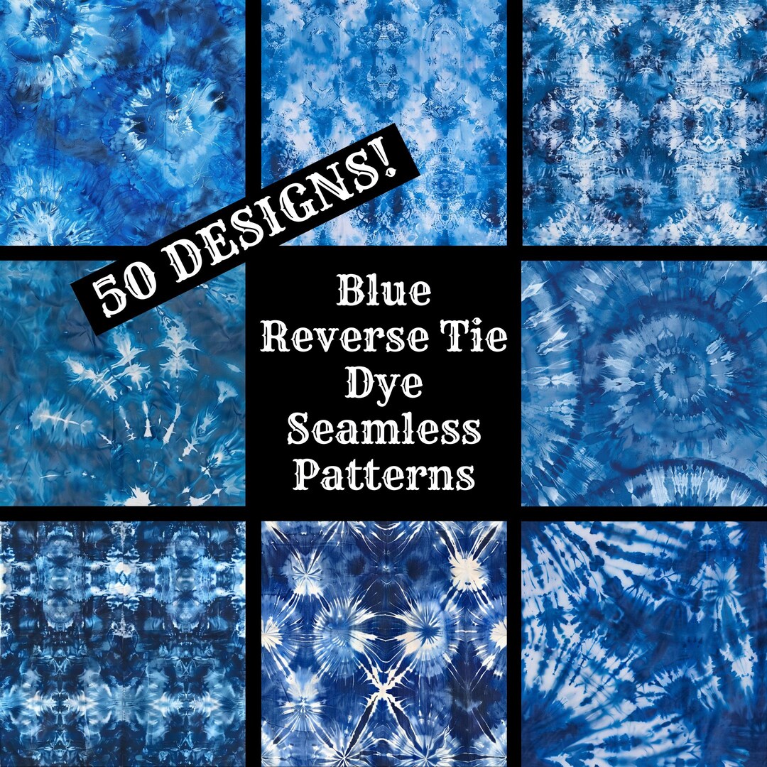 Blue Reverse Tie Dye Seamless Digital Paper, Blue Reverse Tie Dye ...