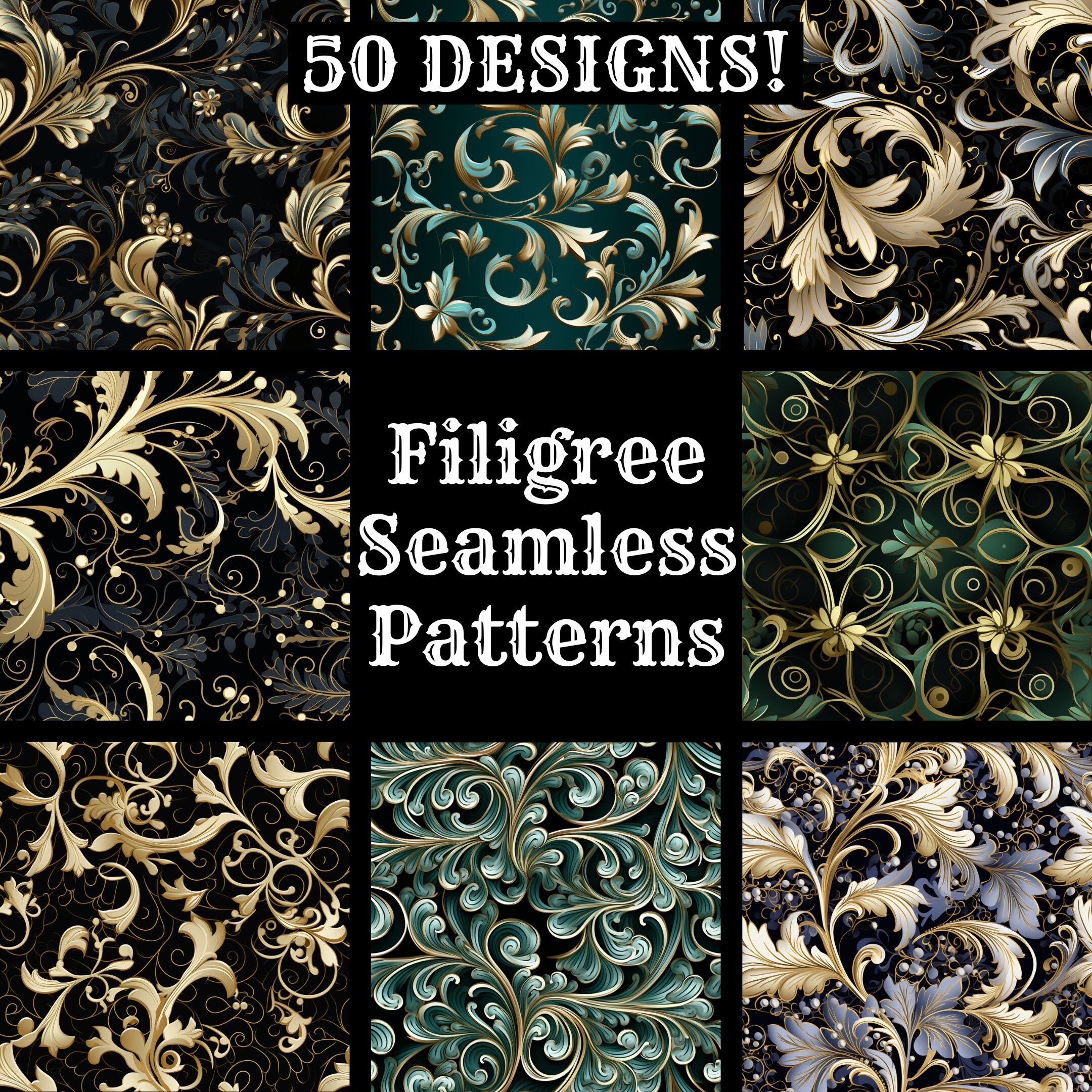 Filigree Seamless Digital Paper, Printable Scrapbook Paper Seamless ...