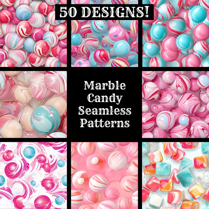 Marble Candy Seamless Digital Paper, Marble Candy Printable Scrapbook Paper Seamless Textures ...