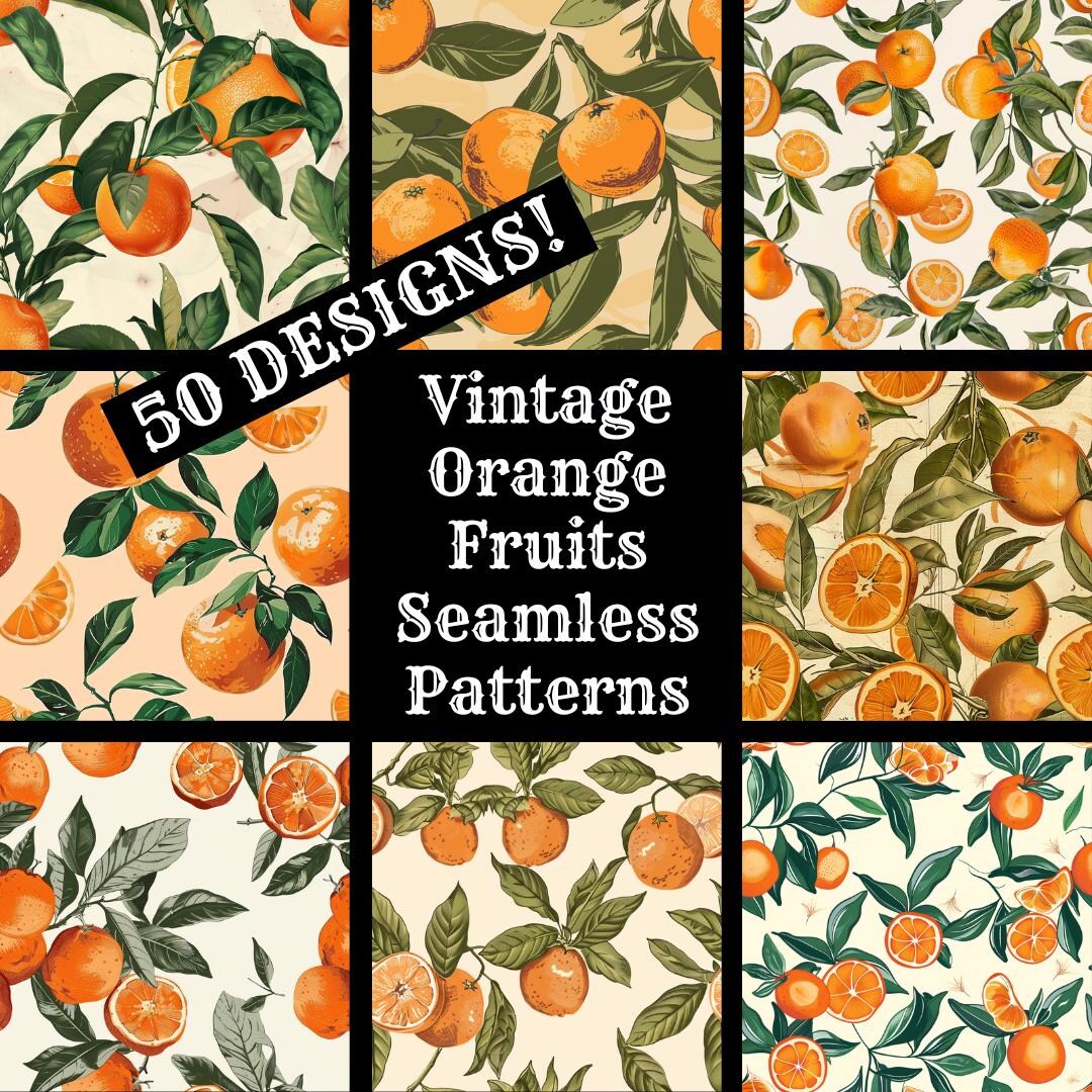 Vintage Orange Fruit Seamless Pattern: Scrapbook Paper (digital ...