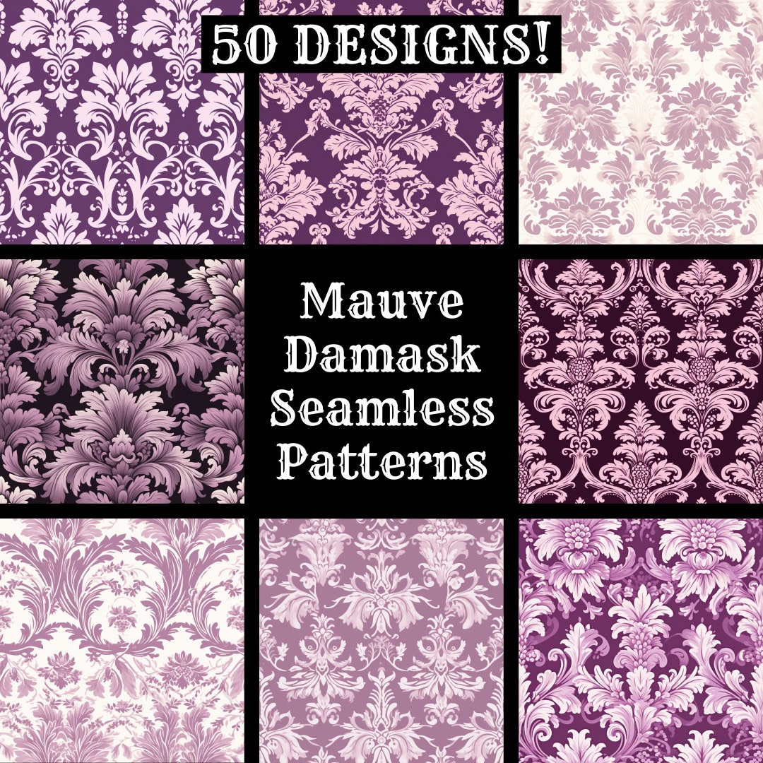 Mauve Damask Seamless Digital Paper, Printable Scrapbook Paper Seamless ...