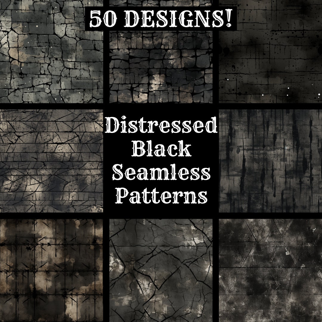Distressed Black Textures: Seamless Digital Paper (PNG, 300 Dpi) - Etsy