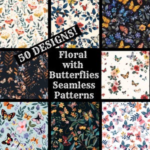 Floral Butterfly Seamless Pattern: Scrapbook Paper (digital Download ...