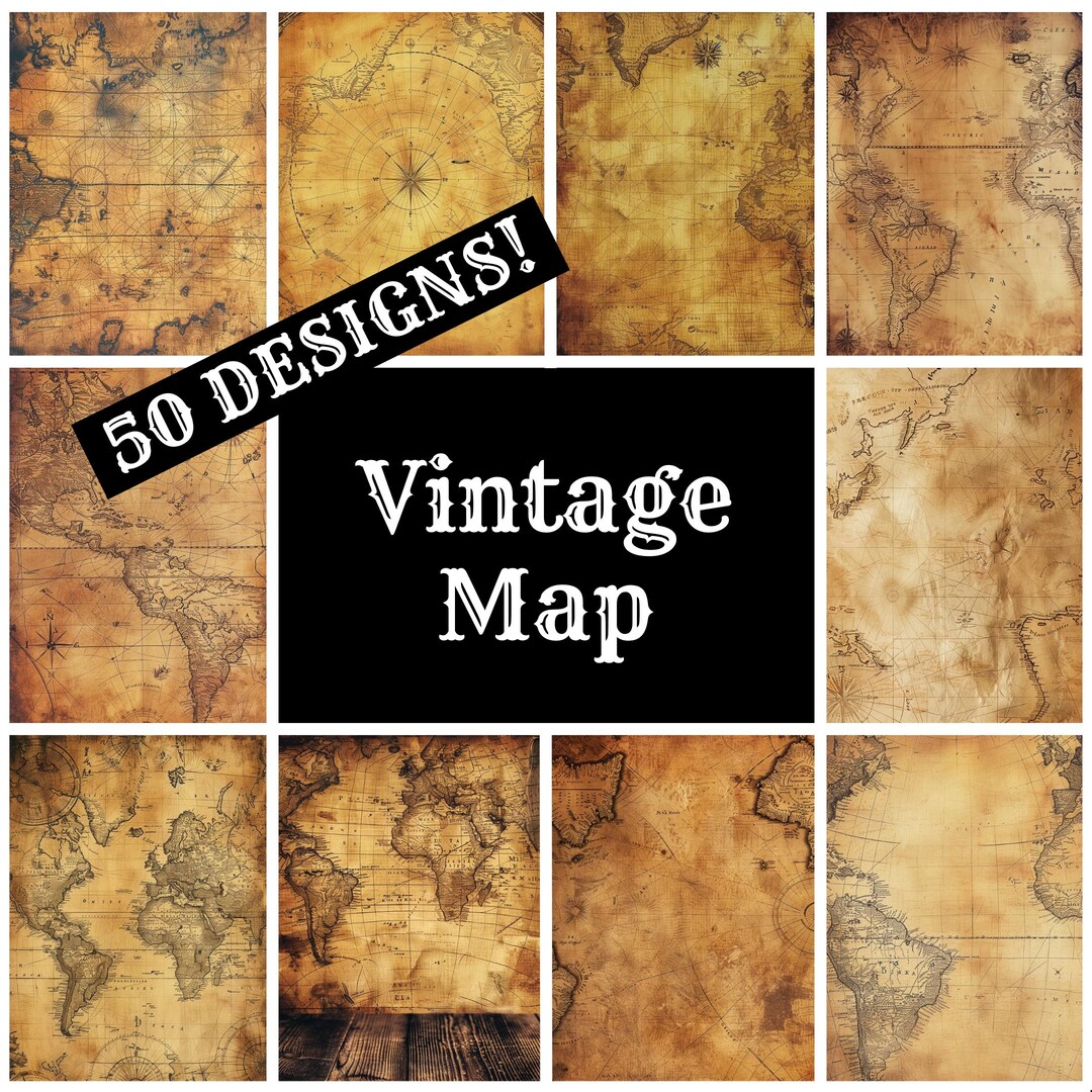 Vintage Map Digital Paper: 50 PNG Scrapbook Pages (digital Download) - Etsy