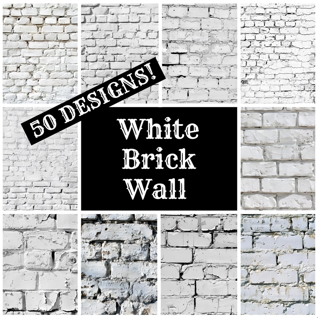 White Brick Wall Digital Paper: 50 PNG Journal Inserts (digital ...