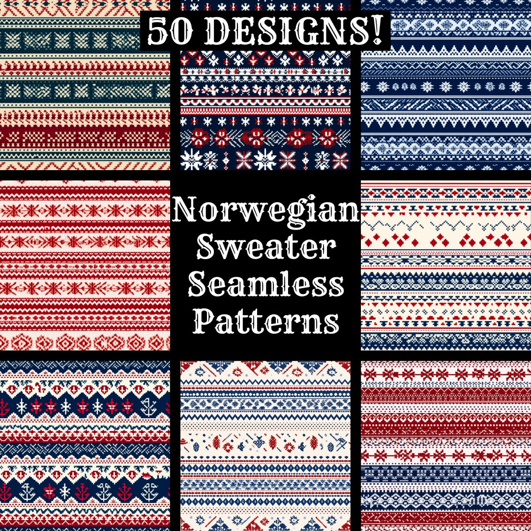 Norwegian Sweater Seamless Digital Paper, Printable Scrapbook Paper ...