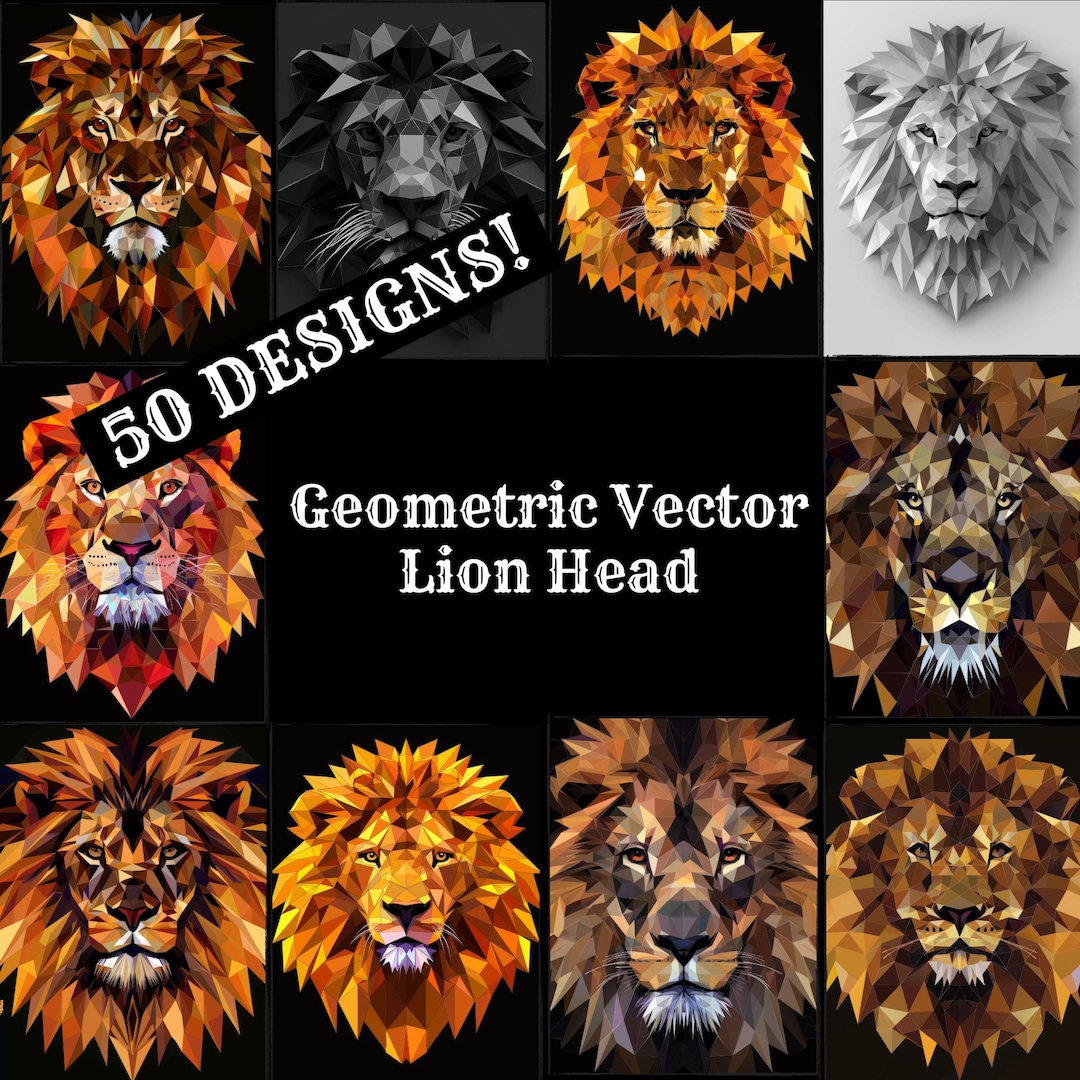 Geometric Lion Head Journal Paper: Vintage Scrapbook Inserts (digital ...