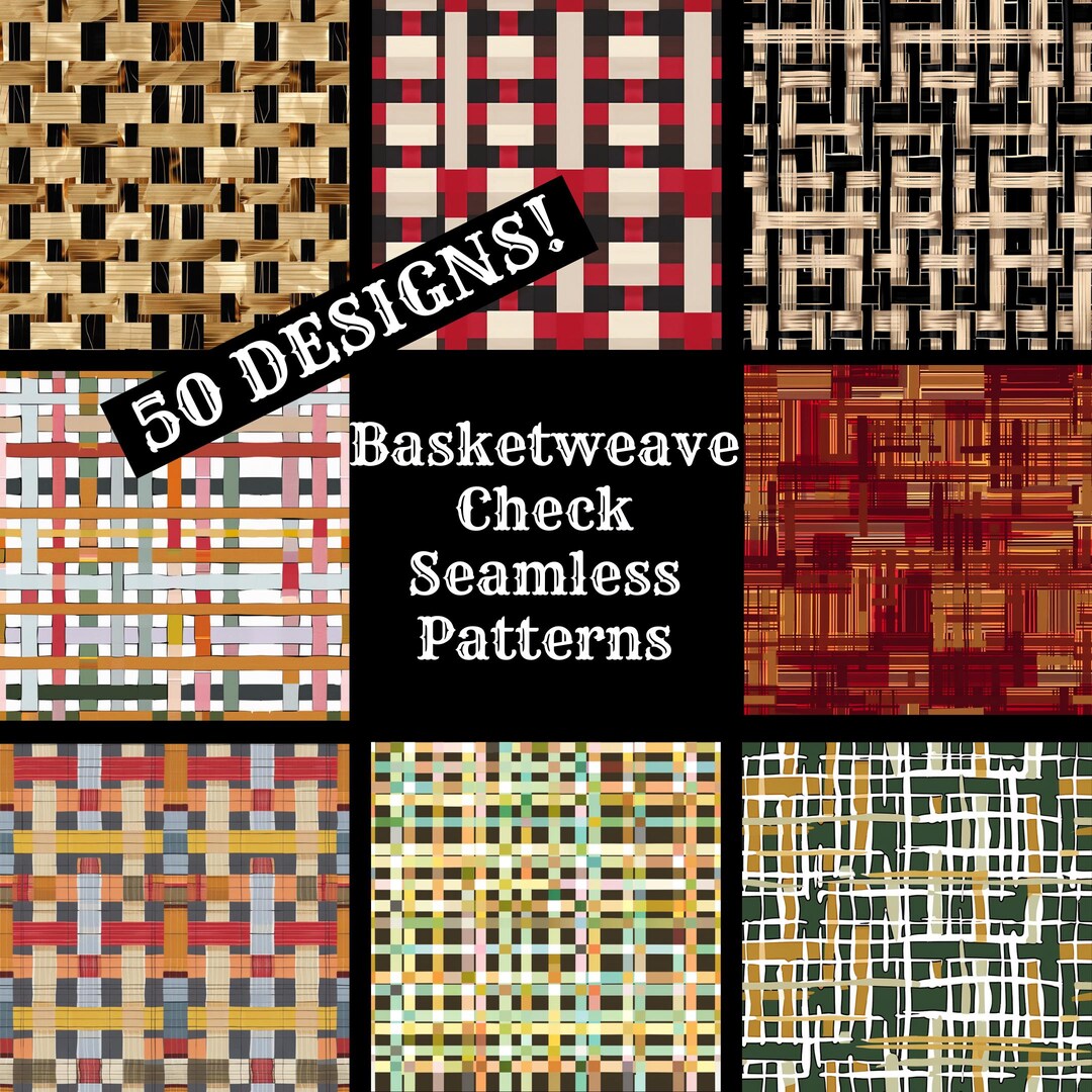 Basketweave Check Seamless Pattern: 50 Digital Papers (PNG) - Etsy