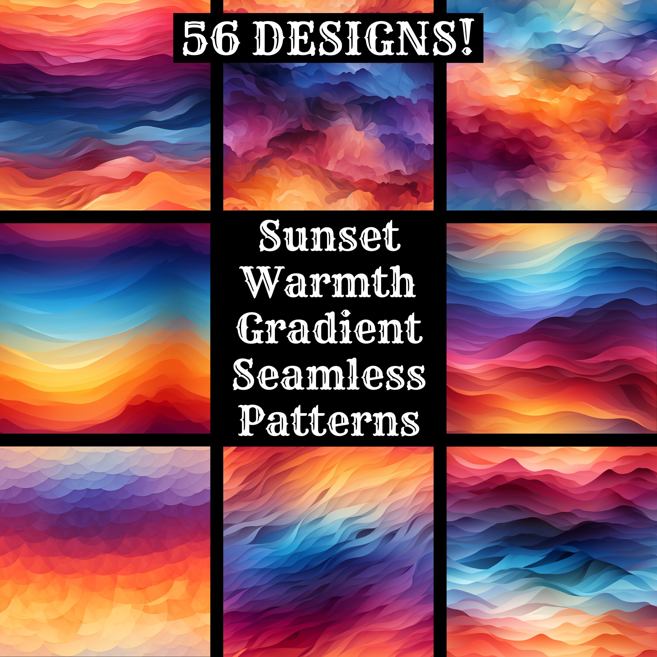 Sunset Warmth Gradient Seamless Digital Paper, Printable Scrapbook ...