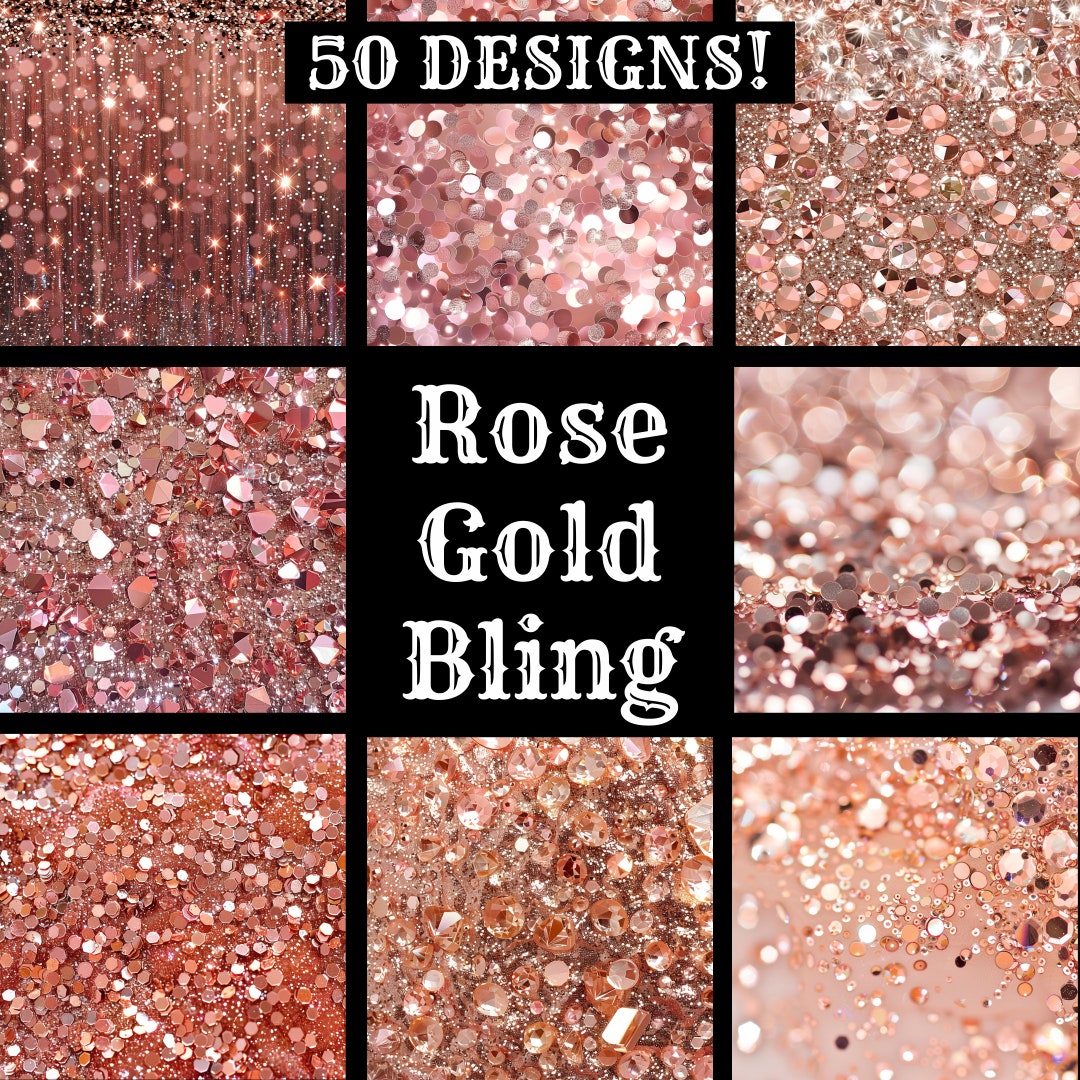 Rose Gold Bling Paper, Rose Gold Bling Printable Paper, Vintage Rose ...