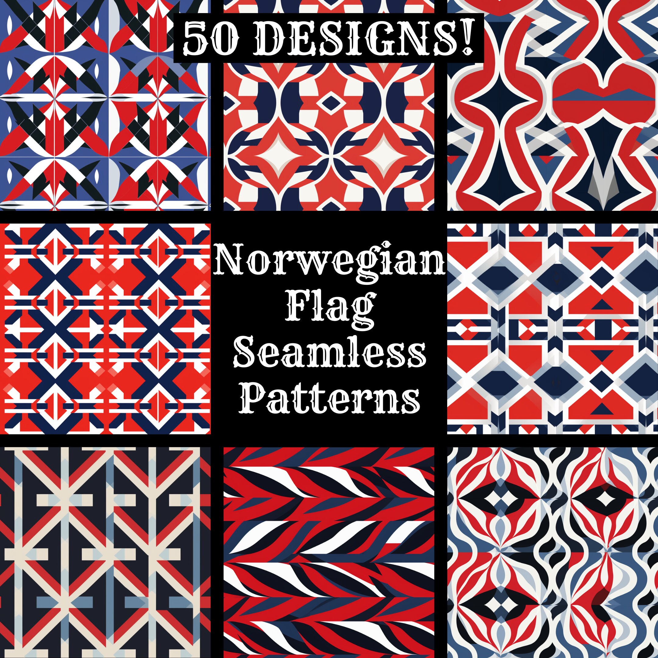 Norwegian Flag Seamless Digital Paper, Printable Scrapbook Paper ...