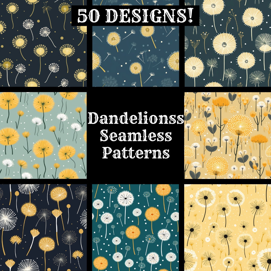 Dandelions Seamless Digital Paper, Printable Scrapbook Paper Seamless ...
