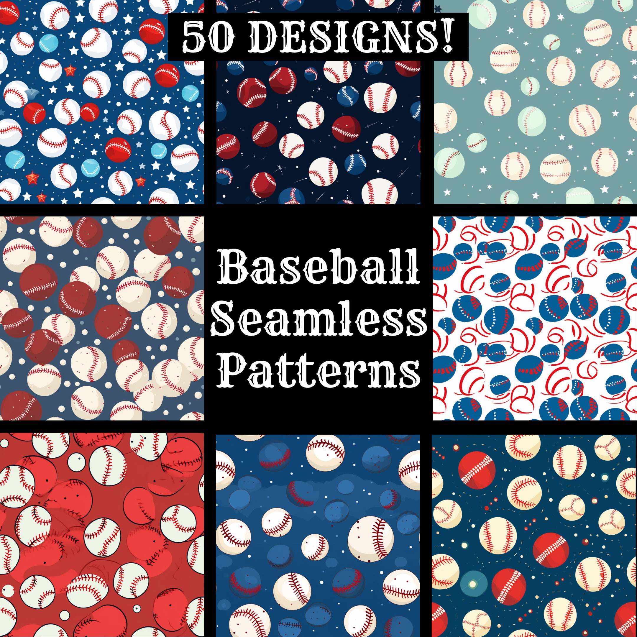 Baseball Seamless Digital Paper, Printable Scrapbook Paper Seamless ...