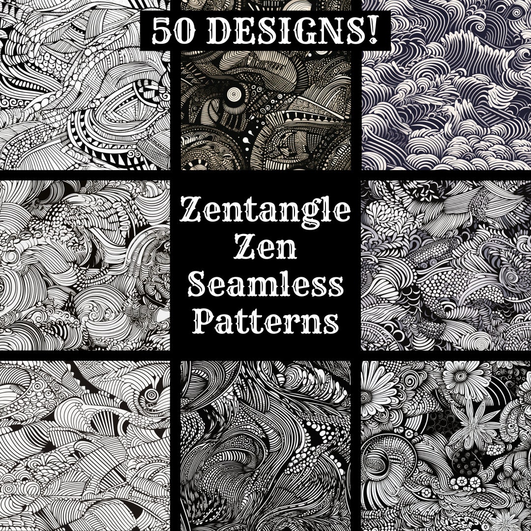 Zentangle Zen Seamless Digital Paper, Printable Scrapbook Paper ...