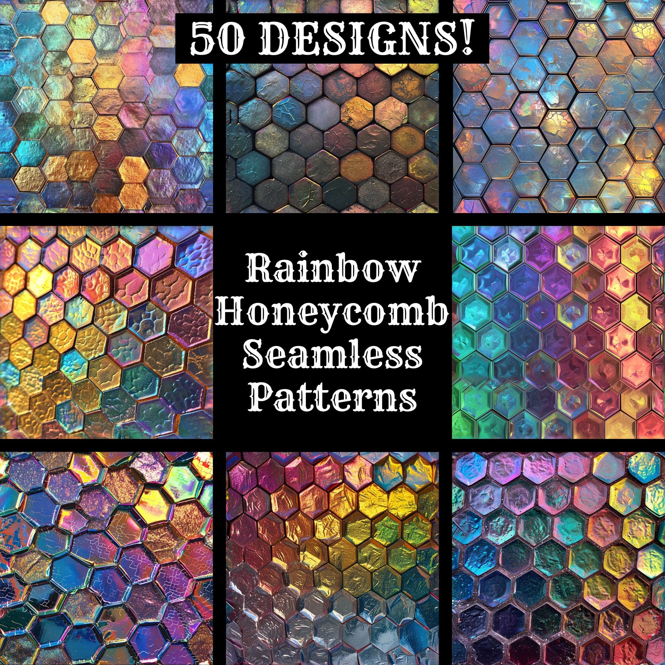Rainbow Honeycomb Seamless Digital Paper Printable Scrapbook Paper ...
