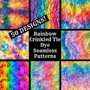 Rainbow Crinkled Tie Dye Seamless Digital Paper, Printable Scrapbook ...