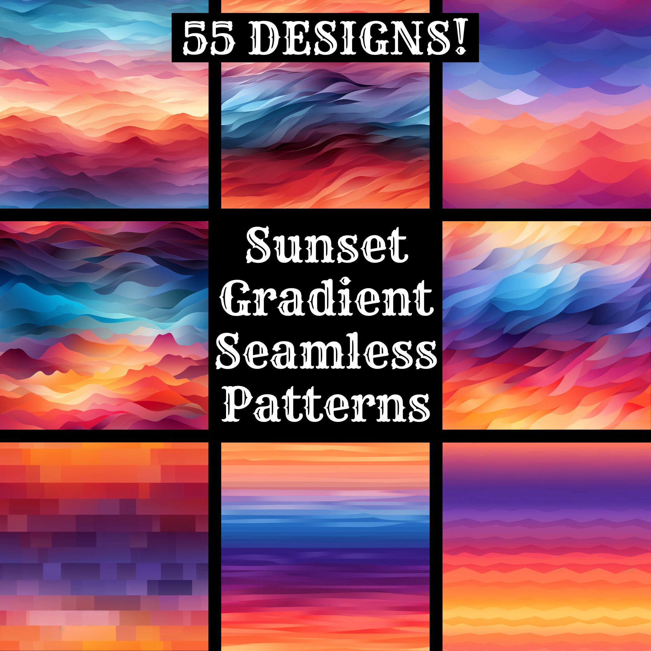 Sunset Gradient Seamless Digital Paper, Printable Scrapbook Paper ...